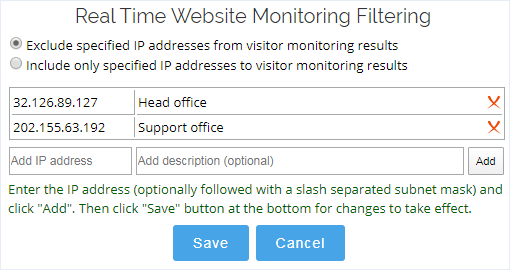 Filter Out IP Address from Visitor Monitoring | Provide Support